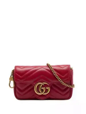 Gucci 2000-2015 Mini Gg Marmont Matelasse Leather Flap Crossbody Bag - Red