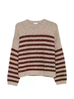 Brunello Cucinelli Sequin-embellished Striped Sweater - Neutrals