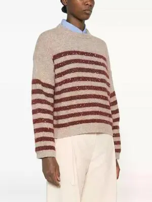 Brunello Cucinelli Sequin-embellished Striped Sweater