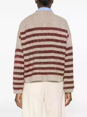 Brunello Cucinelli Sequin-embellished Striped Sweater