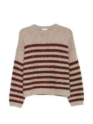 Brunello Cucinelli Sequin-embellished Striped Sweater - Neutrals