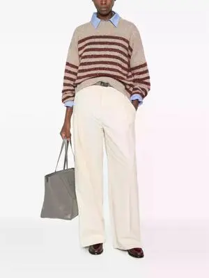 Brunello Cucinelli Striped Sequin-embellished Sweater - Neutrals