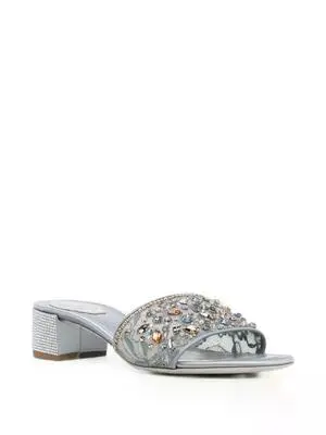 Rene Caovilla Christy Crystal Embellished Lace Sandals