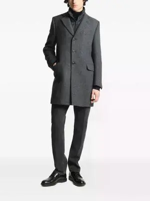 FAY Herringbone-pattern Double Coat - Grey