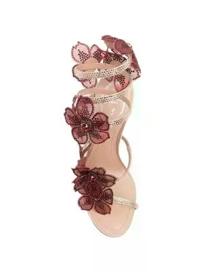 Rene Caovilla 110mm Floral Appliqué Sandals