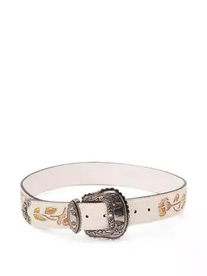 Ermanno Scervino Floral-embroidered Western-style Belt - Neutrals