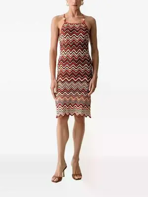 MORGAN Zigzag-knit Bead-embellished Midi Dress