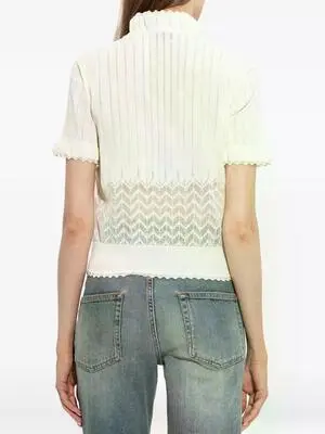 Alexander McQueen Pointelle-knit Top In Ivory