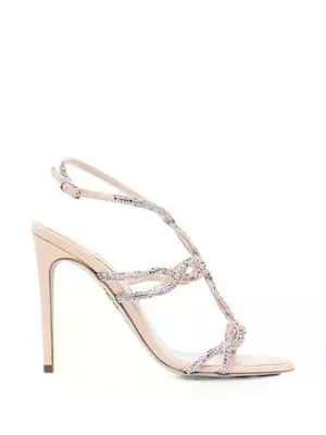 Rene Caovilla 105mm Braid Crystal-embellished Sandals - Pink