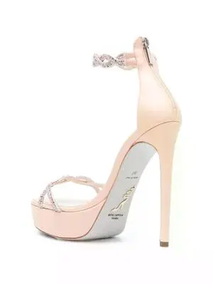 Rene Caovilla 130mm Braided Crystal Embellished Platform Sandals