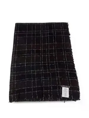 Faliero Sarti Check-pattern Frayed Scarf - Black