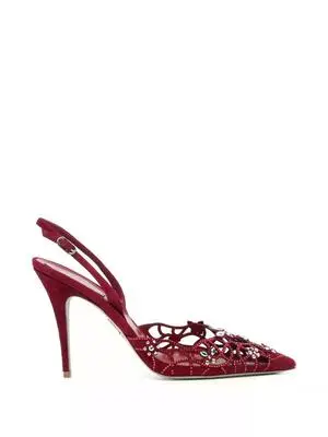 Rene Caovilla 100mm Eden Crystal-embellished Pumps - Red
