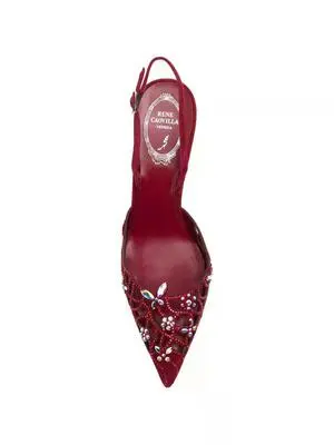 Rene Caovilla 100mm Eden Crystal-embellished Pumps - Red