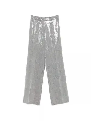 ERMANNO FIRENZE Sequin-embellished Houndstooth Trousers - Grey