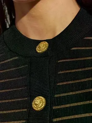 Balmain Sheer-stripe Fitted Cardigan