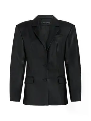 Karl Lagerfeld Faux-leather Notched Lapel Blazer