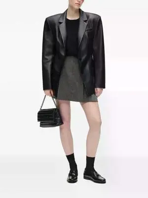 Karl Lagerfeld Faux-leather Notched Lapel Blazer