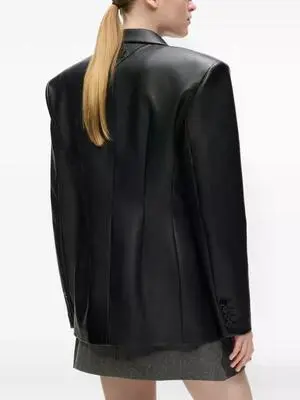 Karl Lagerfeld Faux-leather Notched Lapel Blazer