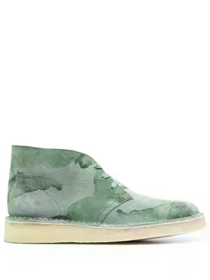 Clarks Watercolour-effect Print Boots - Green