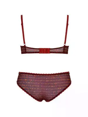 LAURA URBINATI Geometric-print Lace-trim Briefs - Red