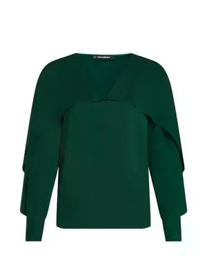 Karl Lagerfeld V-neck Flounce Blouse - Green
