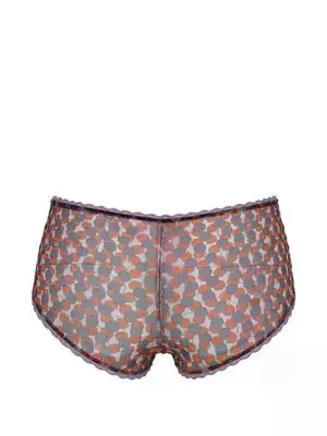 LAURA URBINATI Geometric-print Lace-trim Briefs - Purple