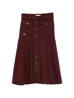 Zimmermann Belted Button-front Midi Skirt - Red