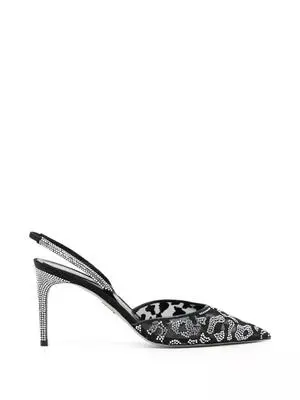 Rene Caovilla 80mm Crystal-embellished Allura Slingback Pumps - Black