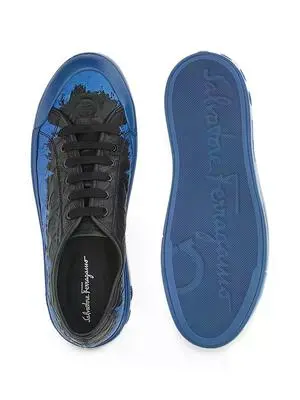 FERRAGAMO Gancini-embossed Paint-splatter Sneakers