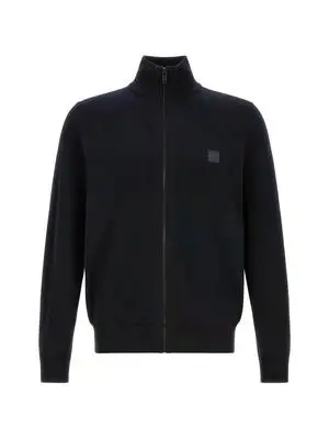 BOSS Knitted Jacket In Cotton And Cashmere - Blue