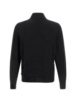BOSS Zip-up Sweater In Merino Wool - Black