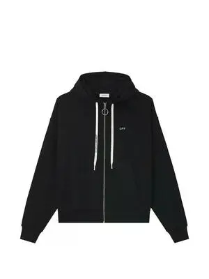 Off-White Logo-print Zip-up Hoodie - Black