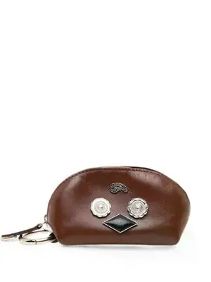 Toga Embellished Leather Coin Purse - Brown