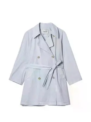 LOW CLASSIC Double-breasted Belted Coat - Blue