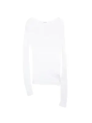Helmut Lang Twisted Long-sleeve Sheer Top - White
