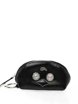 Toga Stud-embellished Leather Coin Purse - Black
