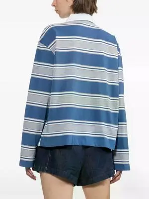 Rag & Bone Striped Long-sleeve Polo Shirt - Blue