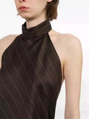Helmut Lang Pinstripe-pattern Asymmetric-hem Top