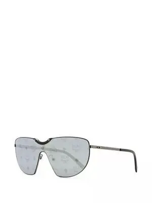 Mcm Monogram-print Shield-frame Sunglasses - Grey