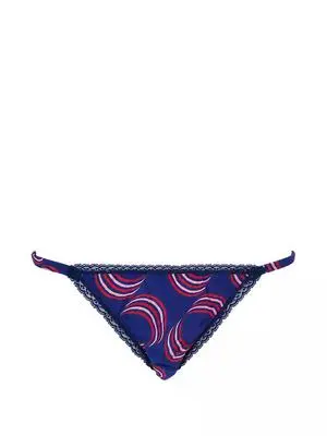 LAURA URBINATI Graphic-print Lace-trim Briefs - Blue