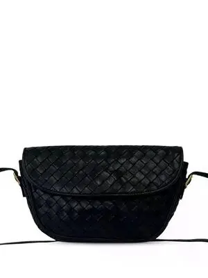 Bottega Veneta 2010-2026 Leather Intrecciato Crossbody Bag - Black