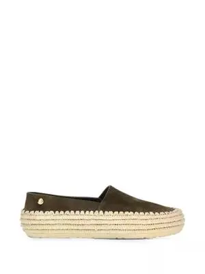 Loewe Rio Slippers In Suede And Raffia - Green