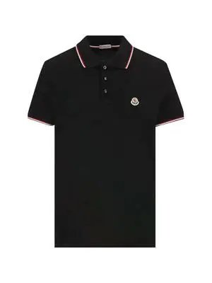 Moncler Logo-patch Tricolour-trim Polo Shirt