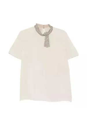 Valentino Garavani Crystal-embellished Blouse - Neutrals