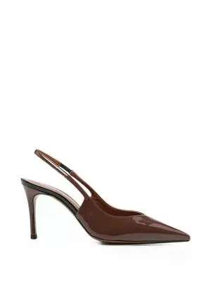 Roberto Festa Pointed-toe Slingback Leather Heeled Pumps - Brown