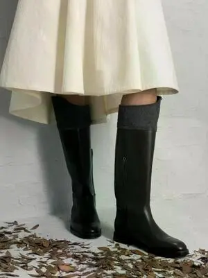 Brunello Cucinelli Monili-trim Leather Riding Boots