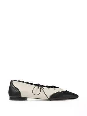 JIMMY CHOO Margot Lace-up Ballet Flats - Neutrals
