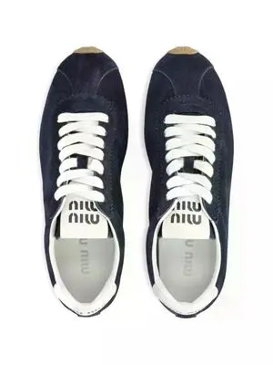 Miu Miu Plume Suede Lace-up Sneakers