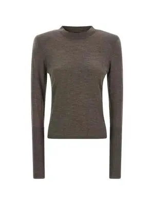 Pinko Padded-shoulder Wool Sweater - Brown