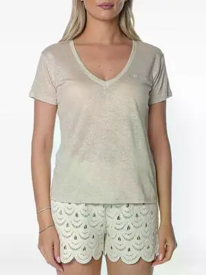 MC2 SAINT BARTH Embroidered V-neck T-shirt - Neutrals